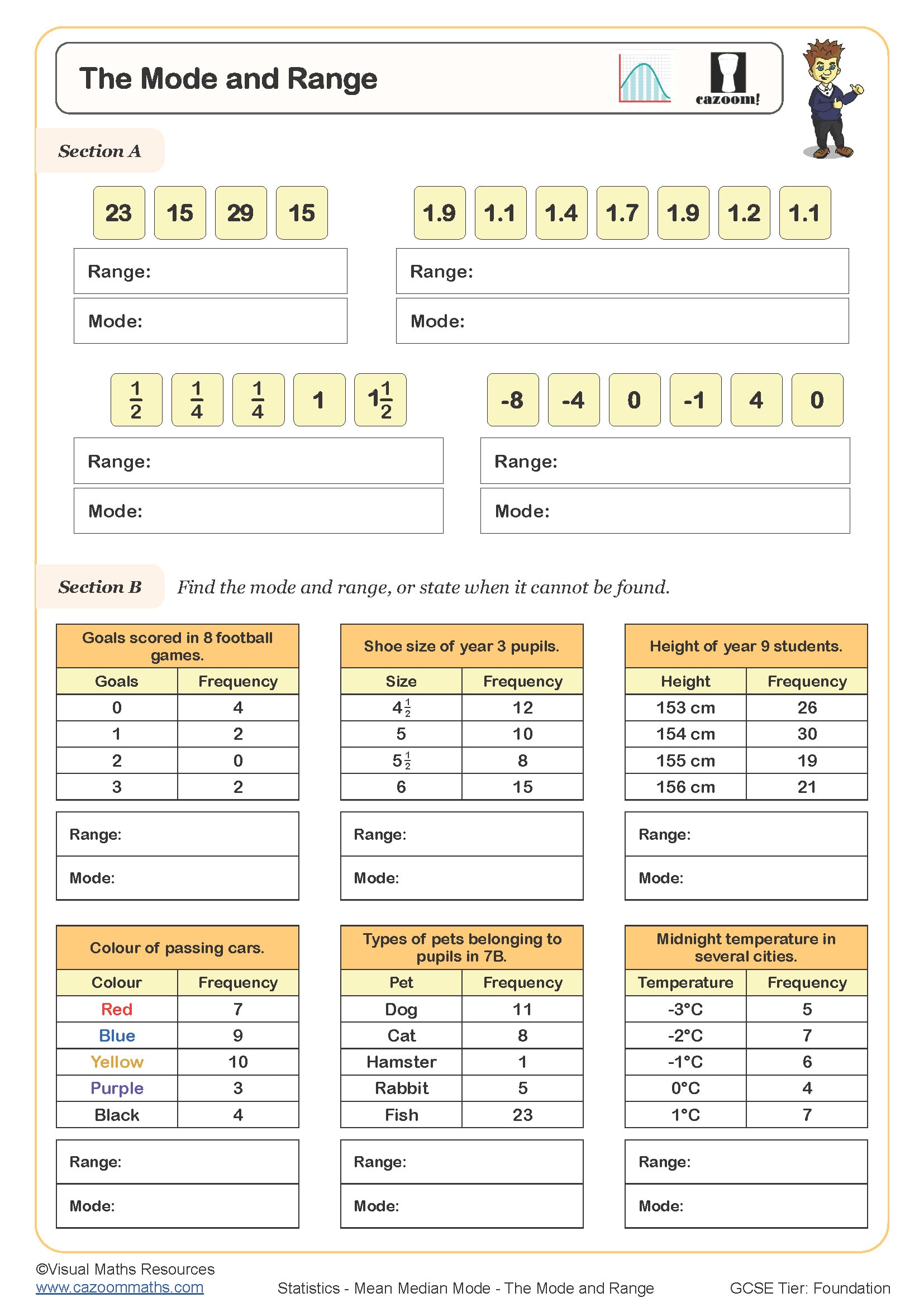 Year 7 Mean Median Mode Worksheets | PDF Printable Worksheets