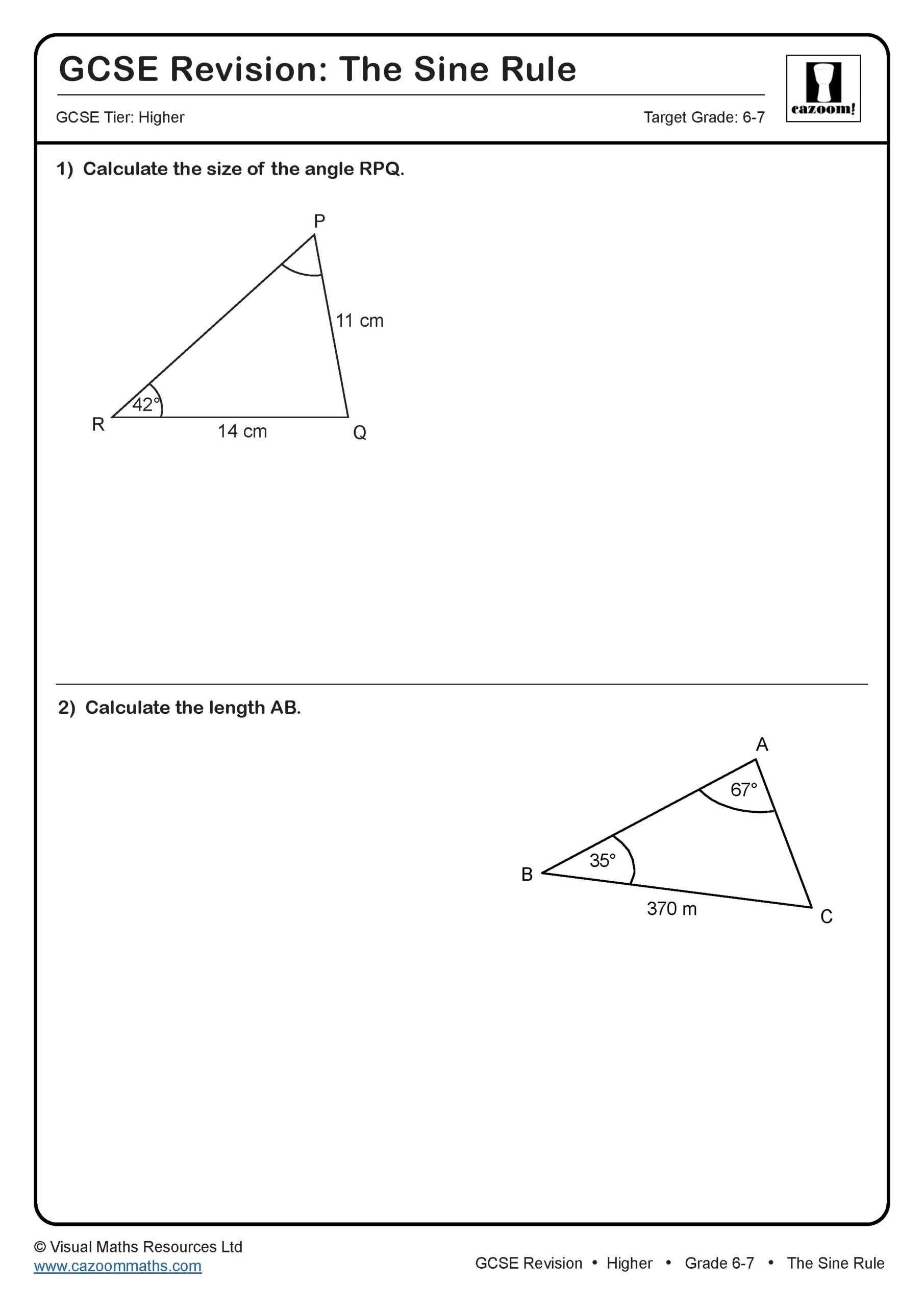 The Sine Rule GCSE Questions | GCSE Revision Questions