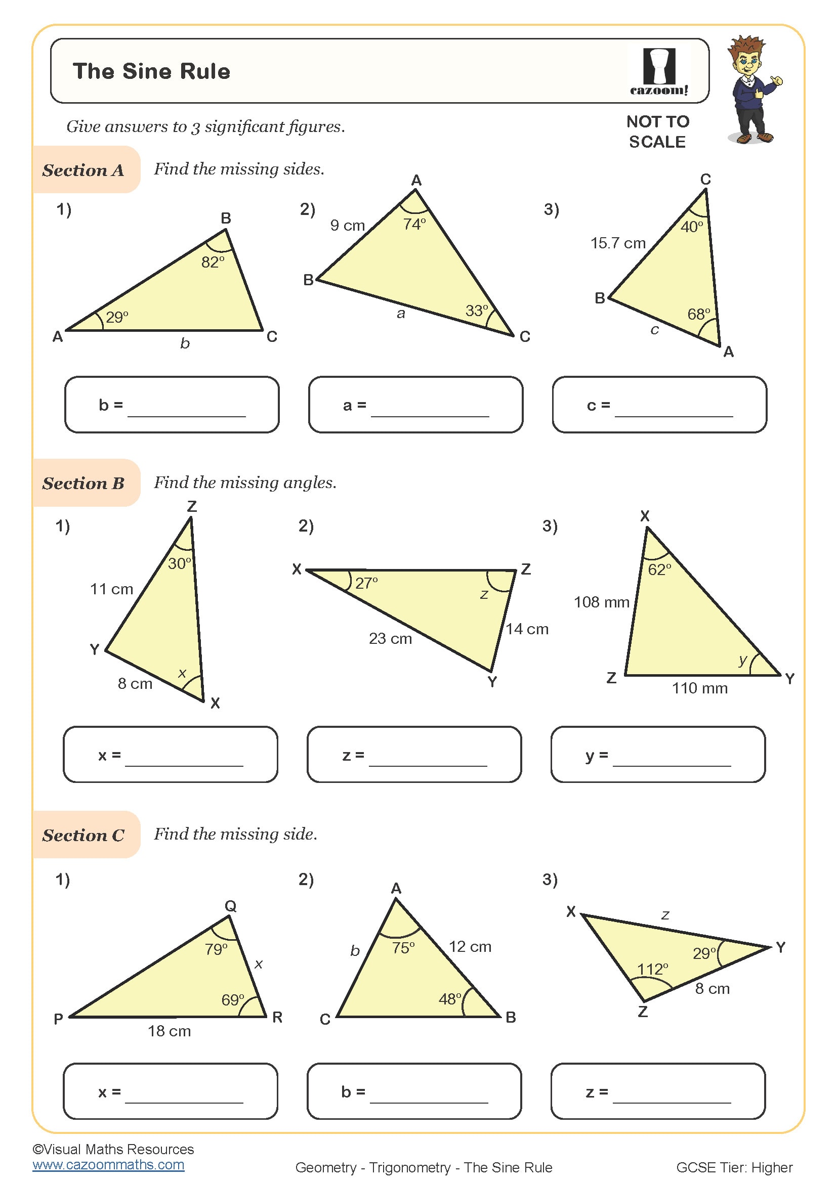 Sine and Cosine Rules PDF Worksheets | Fun and Engaging Geometry Worksheets