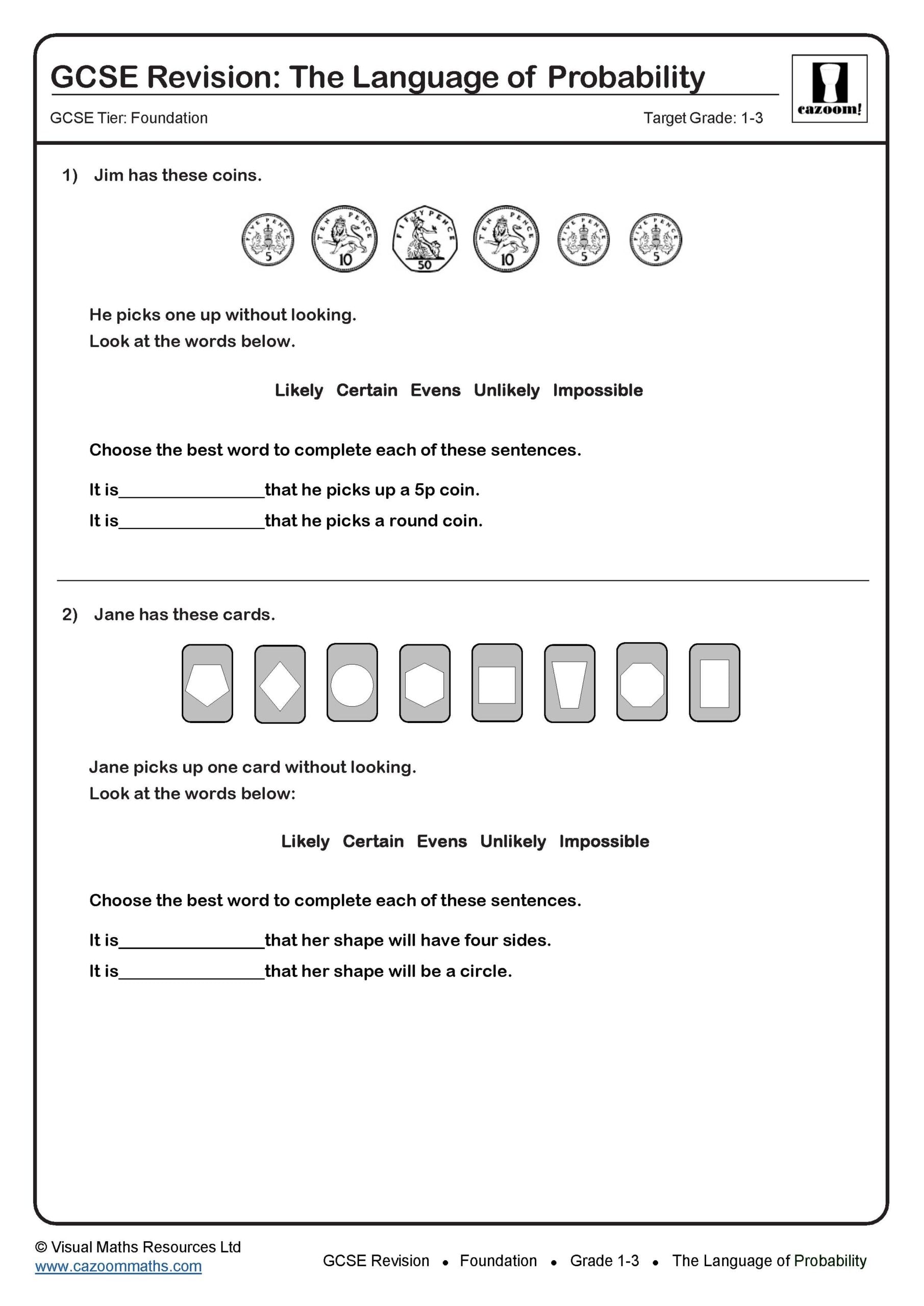 Statistics and Probability GCSE Revision Worksheets | Excellent ...