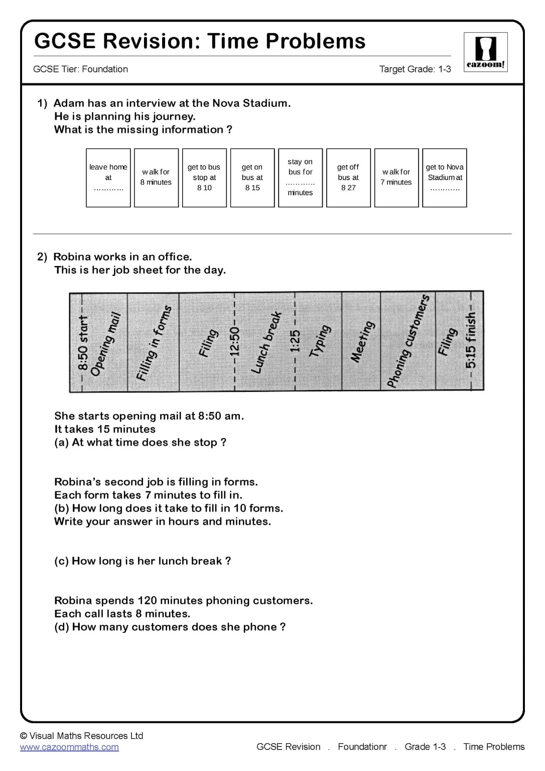 Time Problems GCSE Questions | GCSE Revision Questions