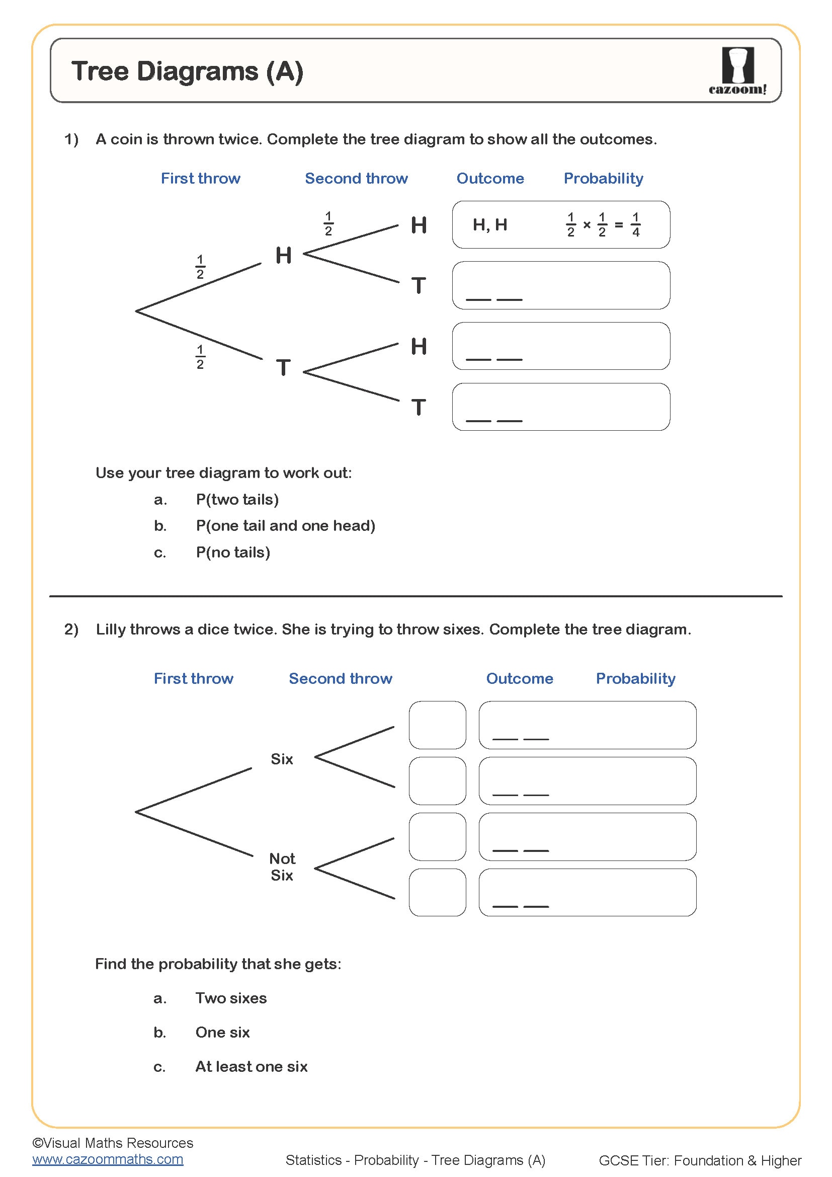 Year 8 Probability Worksheets | PDF Printable Worksheets