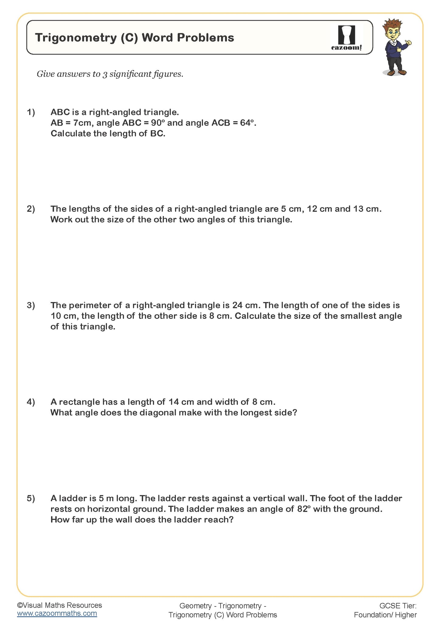 Trigonometry Gcse Questions Gcse Revision Questions