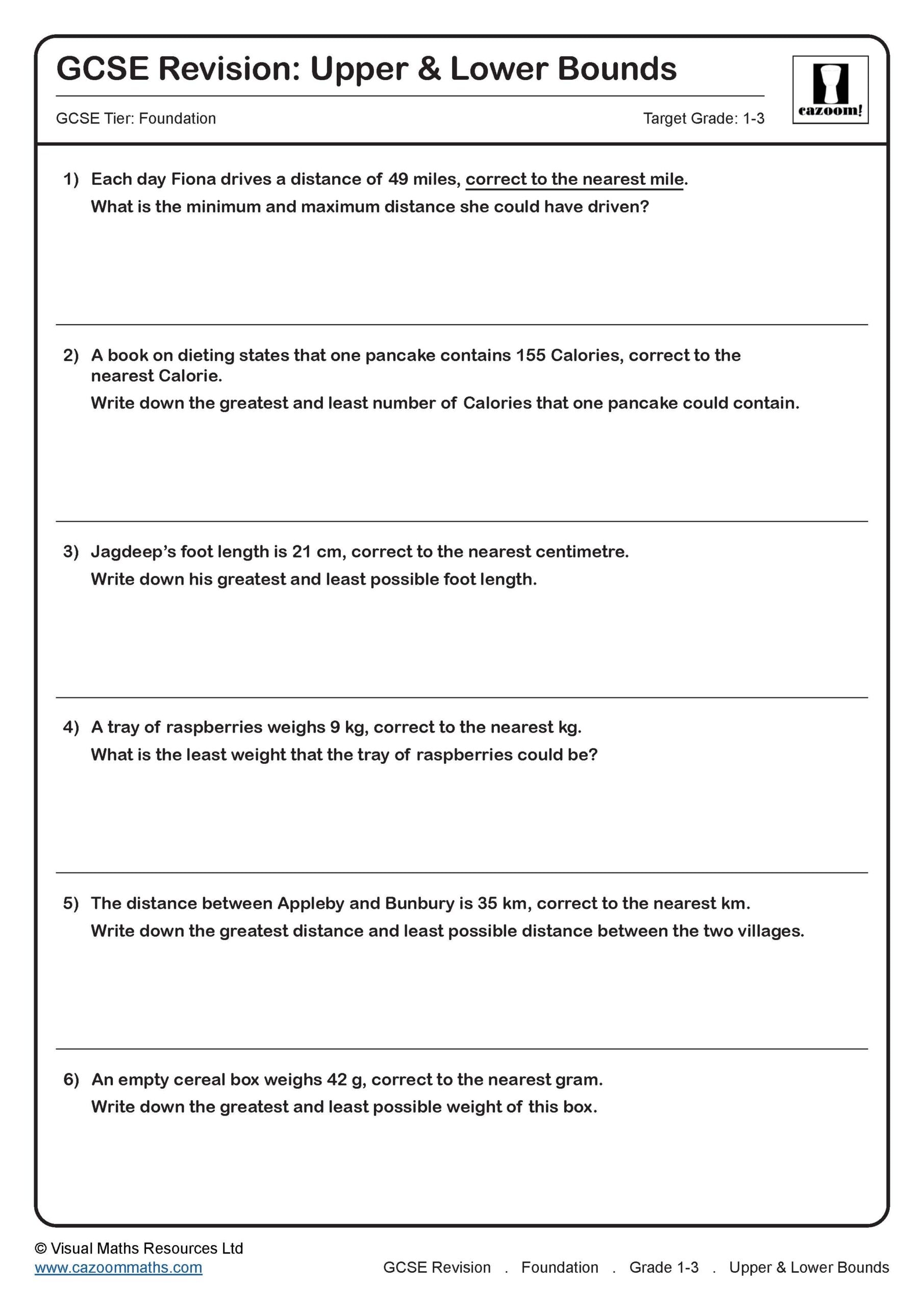 Upper & Lower Bounds GCSE Questions | GCSE Revision Questions