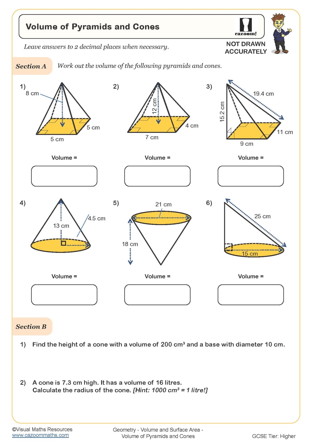 Volume Word Problems Worksheet | Cazoom Maths Worksheets