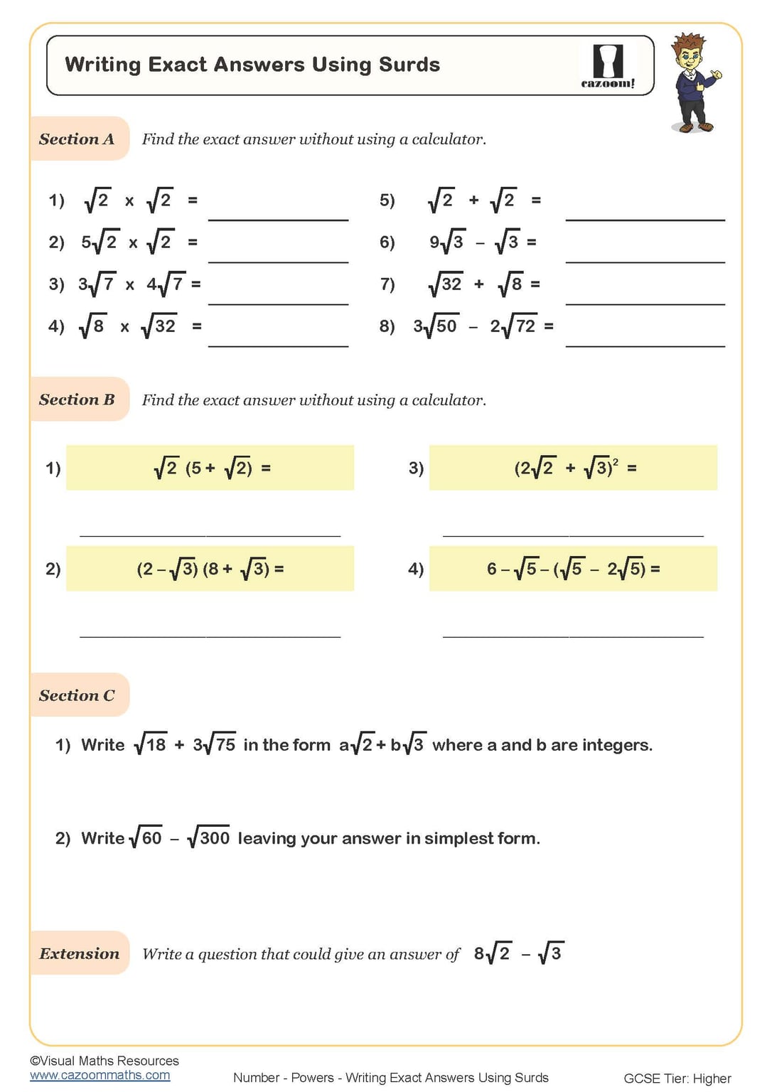 Writing Probabilty as Fractions Worksheet | Printable Maths Worksheets
