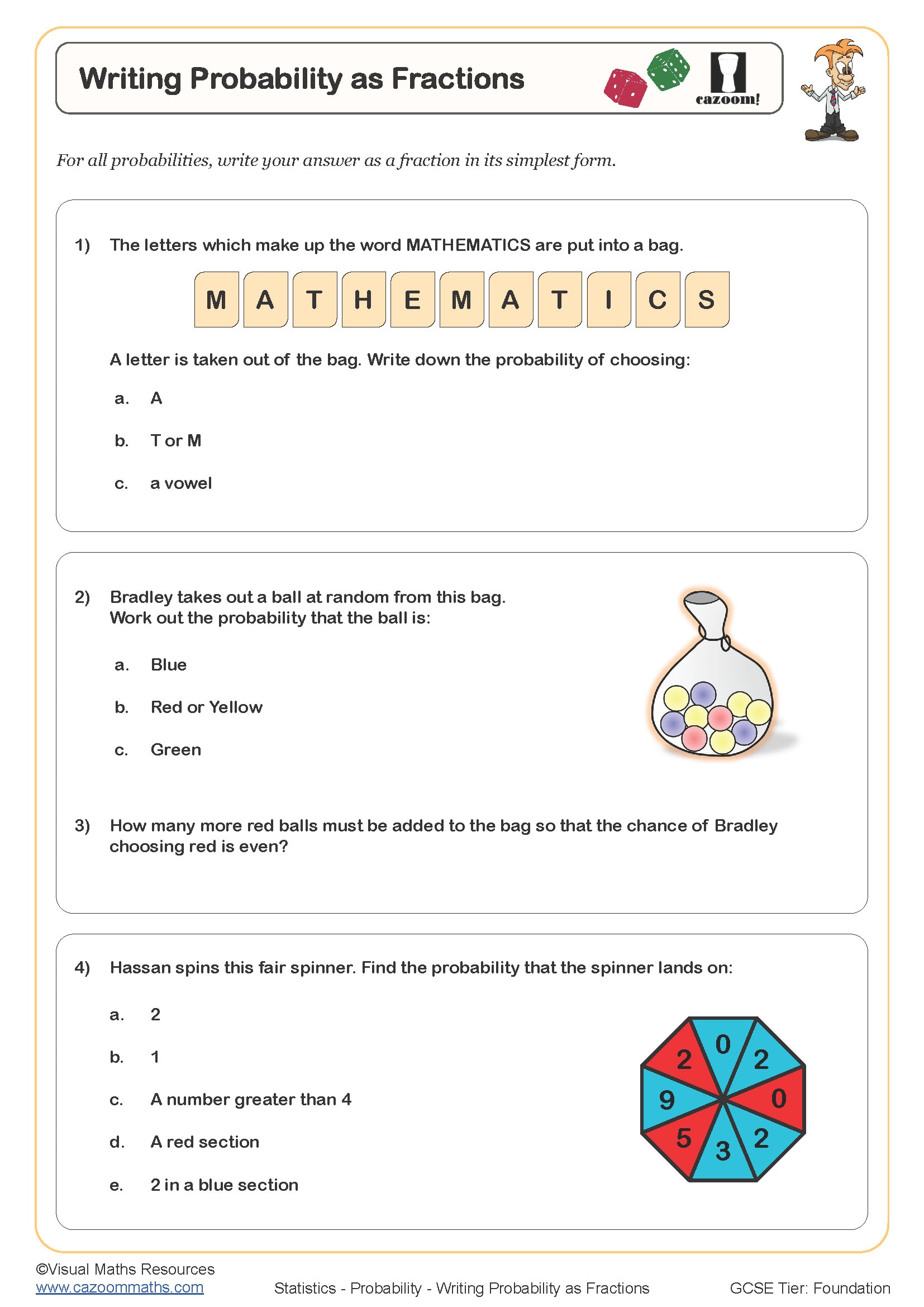 The Language of Probability Worksheet | Printable PDF Worksheets