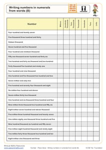 Writing Numbers in Numerials from Words (B) Worksheet | Cazoom Maths ...