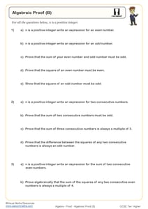 Algebraic Proof (A) Worksheet | Printable PDF Worksheets