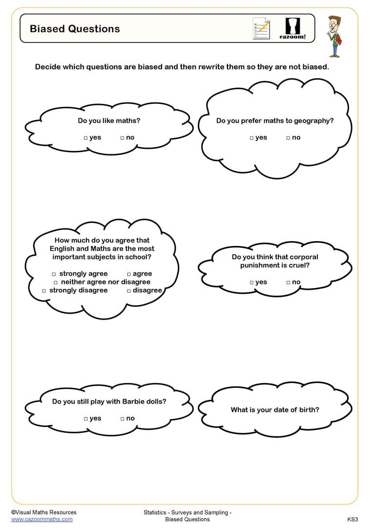 Biased Samples Worksheet | Cazoom Maths Worksheets