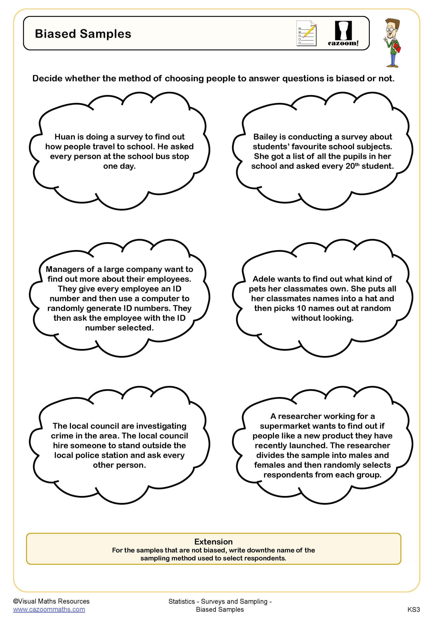 Stratified Sampling (A) Worksheet | Printable Maths Worksheets