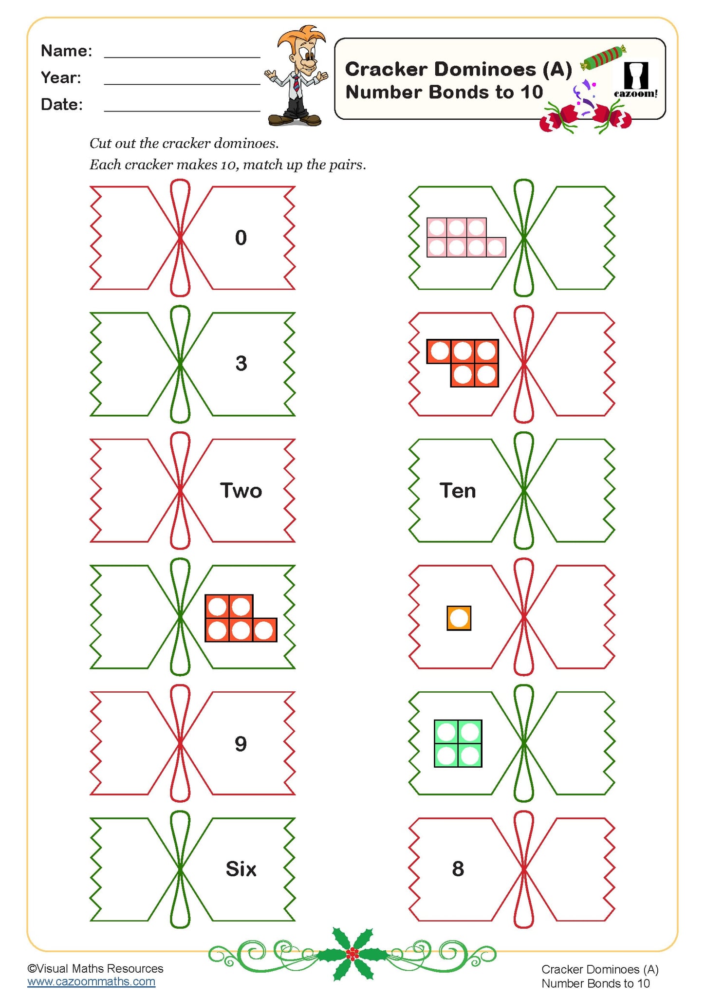Cracker Dominoes (C) Worksheet | Cazoom Maths Worksheets