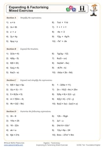 Expanding and Factorising Mixed Exercise Worksheet | Fun and Engaging ...