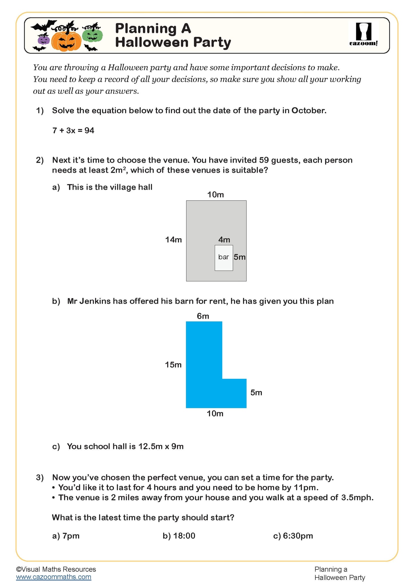 Halloween Spider (A) Worksheet | Cazoom Maths Worksheets