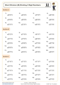 Short Division (D) Dividing 4 Digit Numbers Worksheet | Cazoom Maths ...