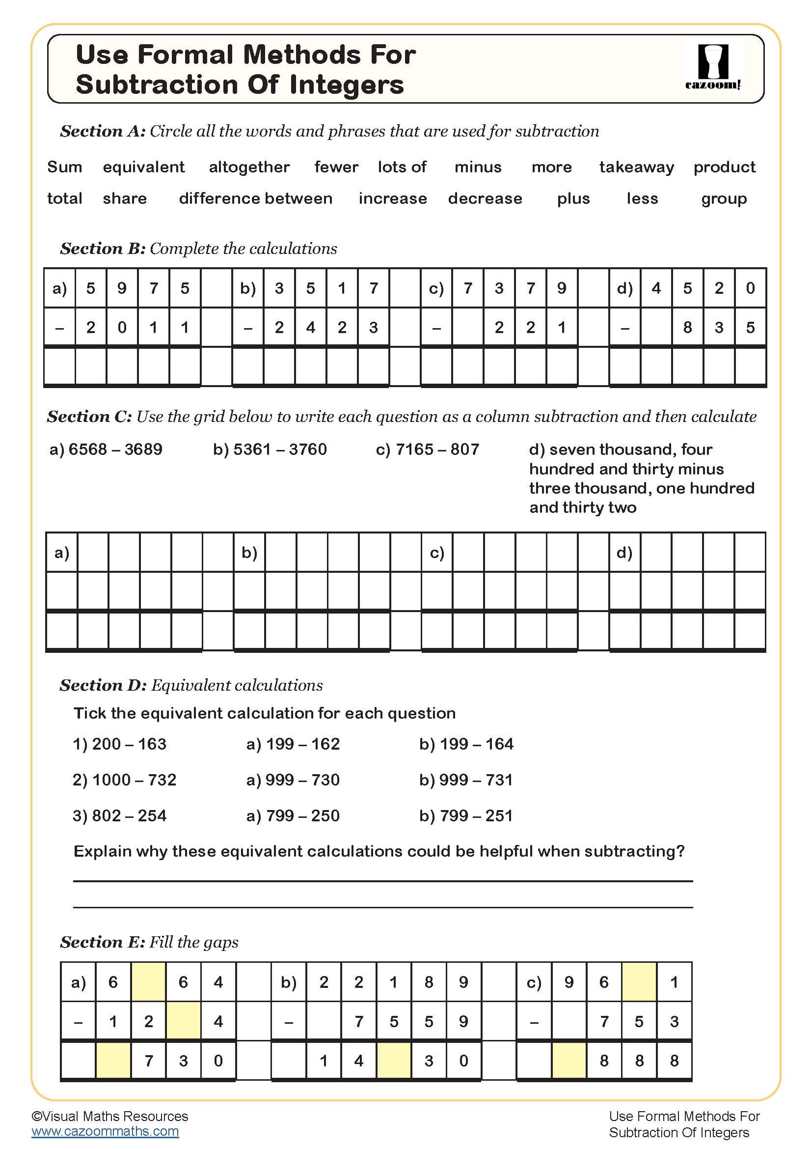 Use Formal Methods For Addition of Integers Worksheet | Fun and ...