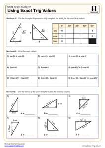 Using Exact Trig Values Worksheet | Cazoom Maths Worksheets