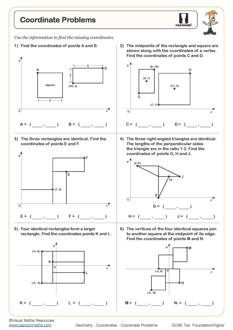 Coordinate Problems Worksheet | Fun and Engaging PDF Worksheets