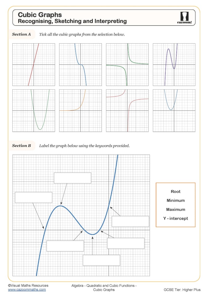 Cubic Graphs - Recognising, Sketching and Interpreting Worksheet ...