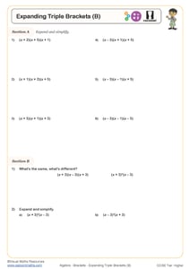 Expanding Triple Brackets (A) Worksheet | Printable Maths Worksheets