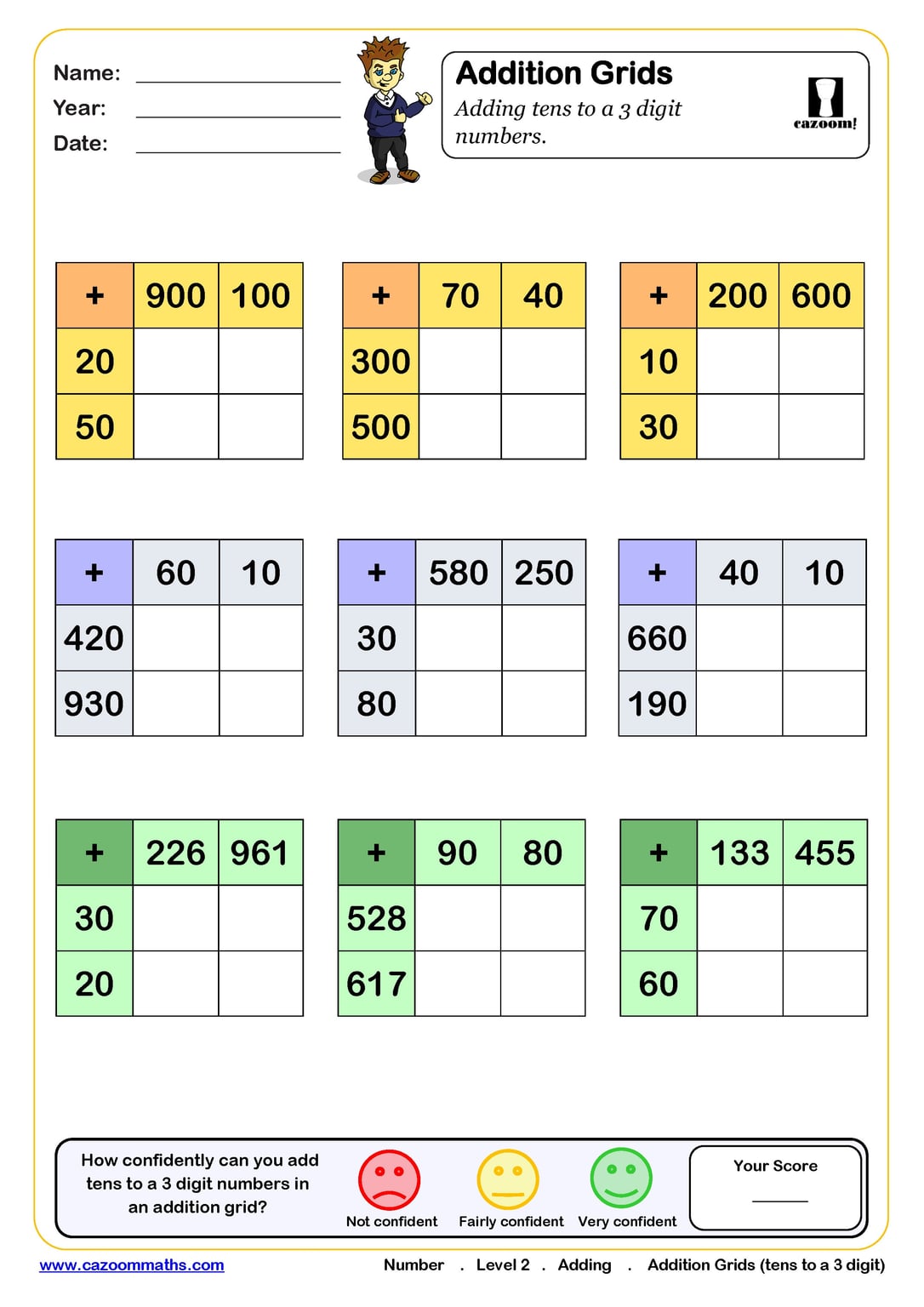 Adding 2 Digit Numbers Without Regrouping Worksheet 20 Questions
