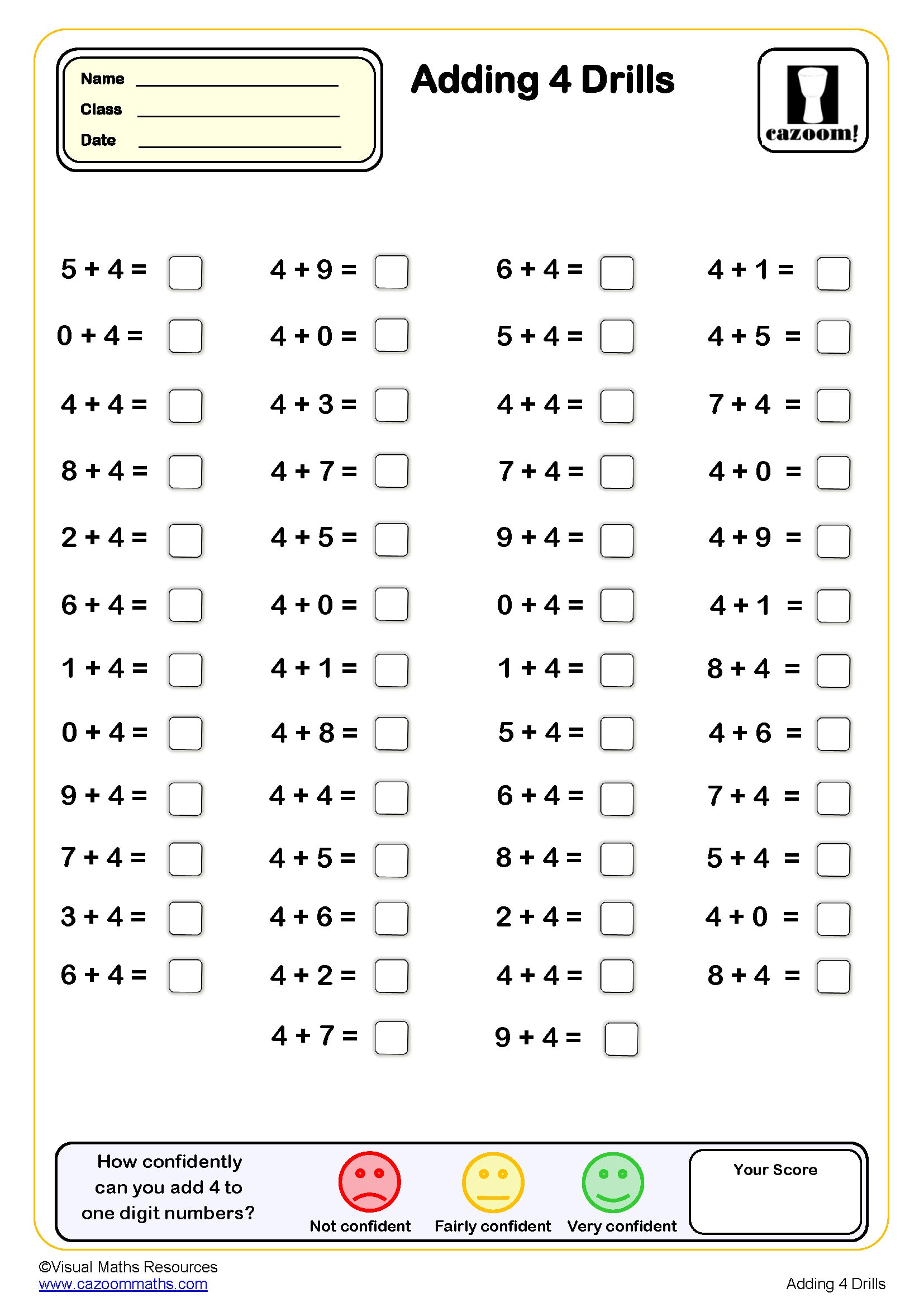 Adding 2 Drills Worksheet (50 questions) | Key Stage 1 PDF Addition ...