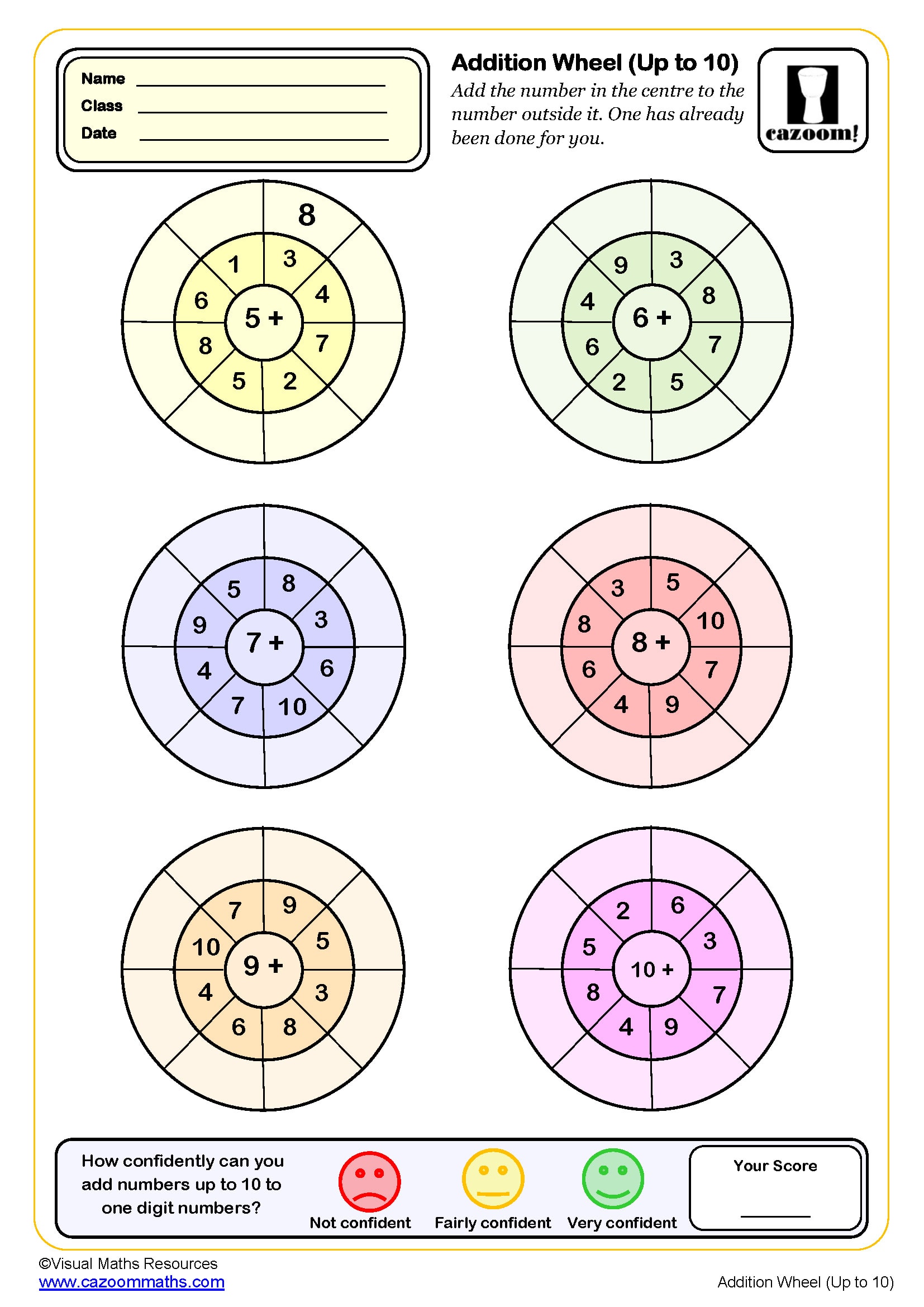 Addition Wheels adding three numbers Worksheet (A) | PDF printable ...