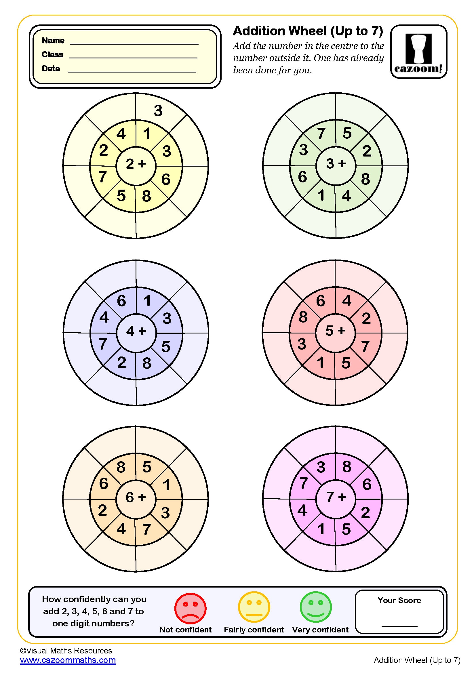 Addition Wheels adding three numbers Worksheet (A) | PDF printable ...