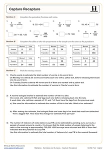 Capture Recapture Worksheet | Printable Maths Worksheets
