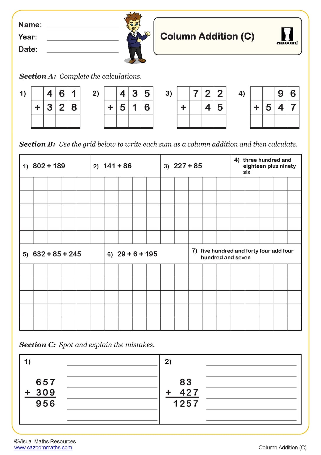 Column Vector Addition Free Worksheet | Fun and Engaging PDF Worksheets