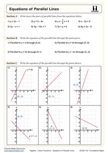 Equations of parallel lines Free Worksheet | Printable Maths Worksheets