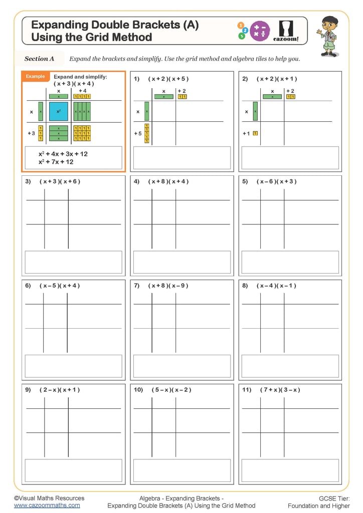 Expanding Double Brackets (A) Free Worksheet | Fun and Engaging PDF ...