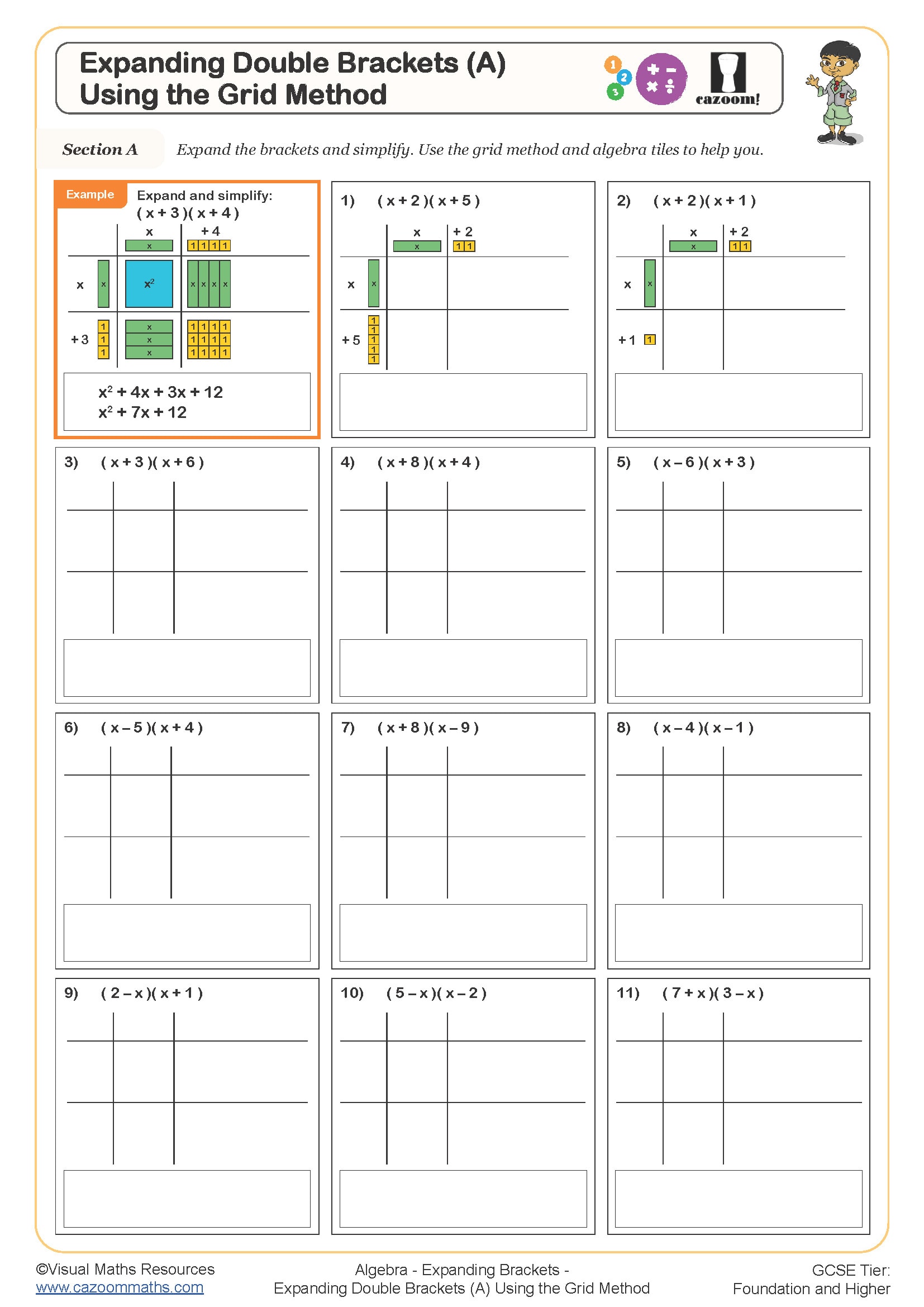 Expanding Double Brackets (A) Free Worksheet | Fun and Engaging PDF ...