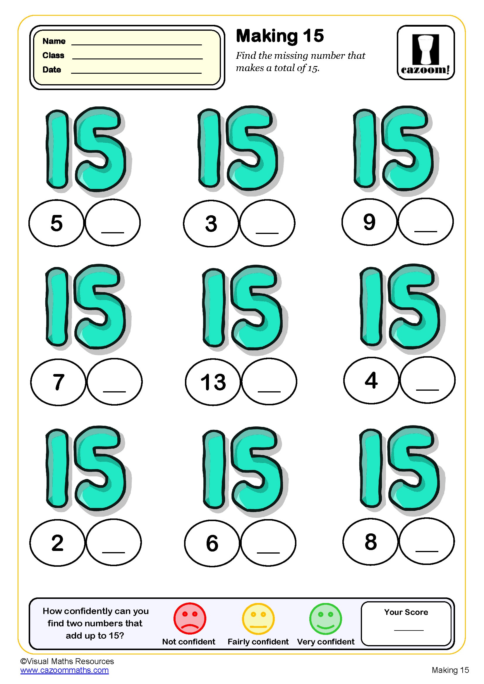Year 1 Number bonds up to 20 Worksheets | PDF Printable Worksheets