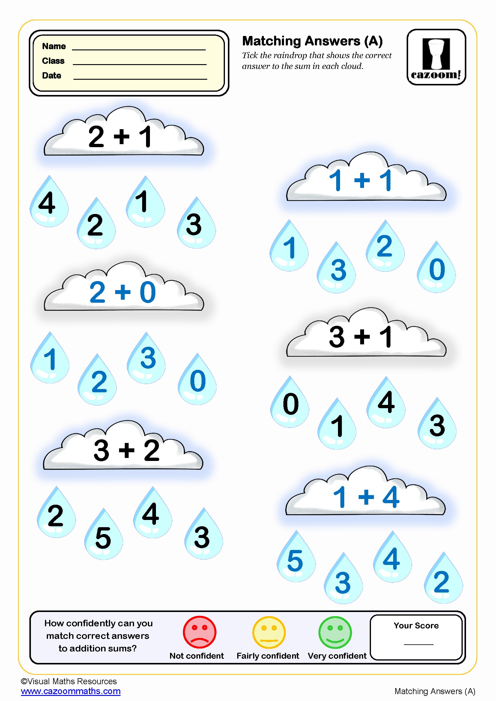 Matching Sums Worksheet (up to 5) | Fun and Engaging Year 1 PDF Worksheets