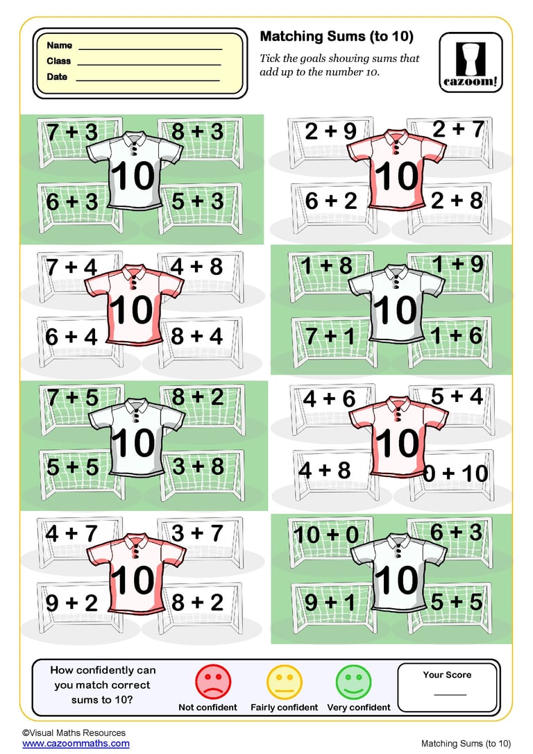 Matching Sums Worksheet (up to 5) | Fun and Engaging Year 1 PDF Worksheets