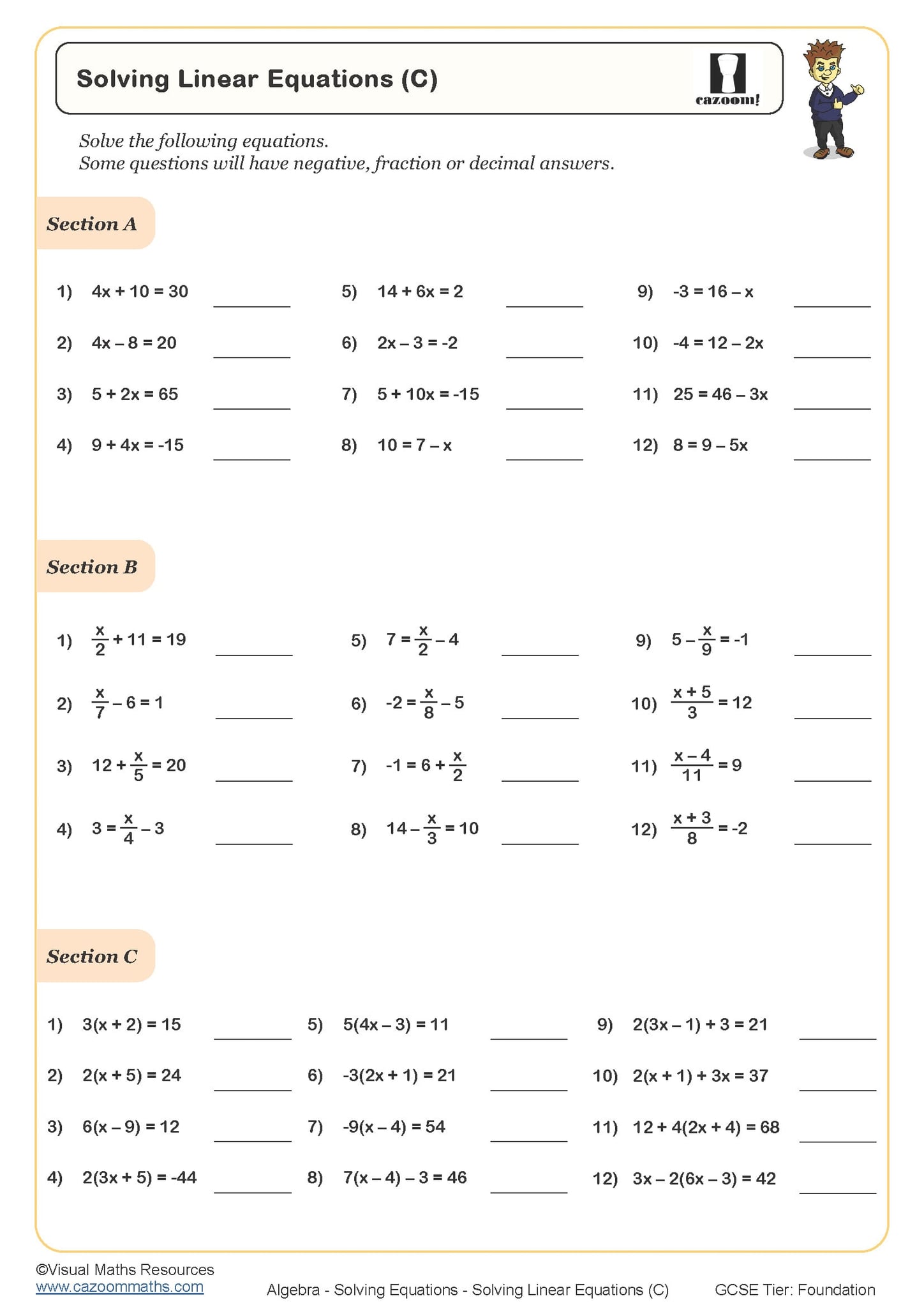 Year 7 Maths Worksheets | Cazoom Maths Worksheets