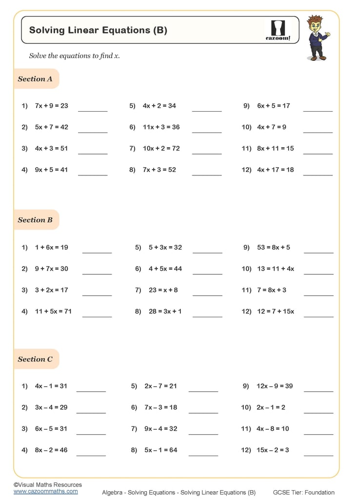 Year 7 Maths Worksheets | Cazoom Maths Worksheets