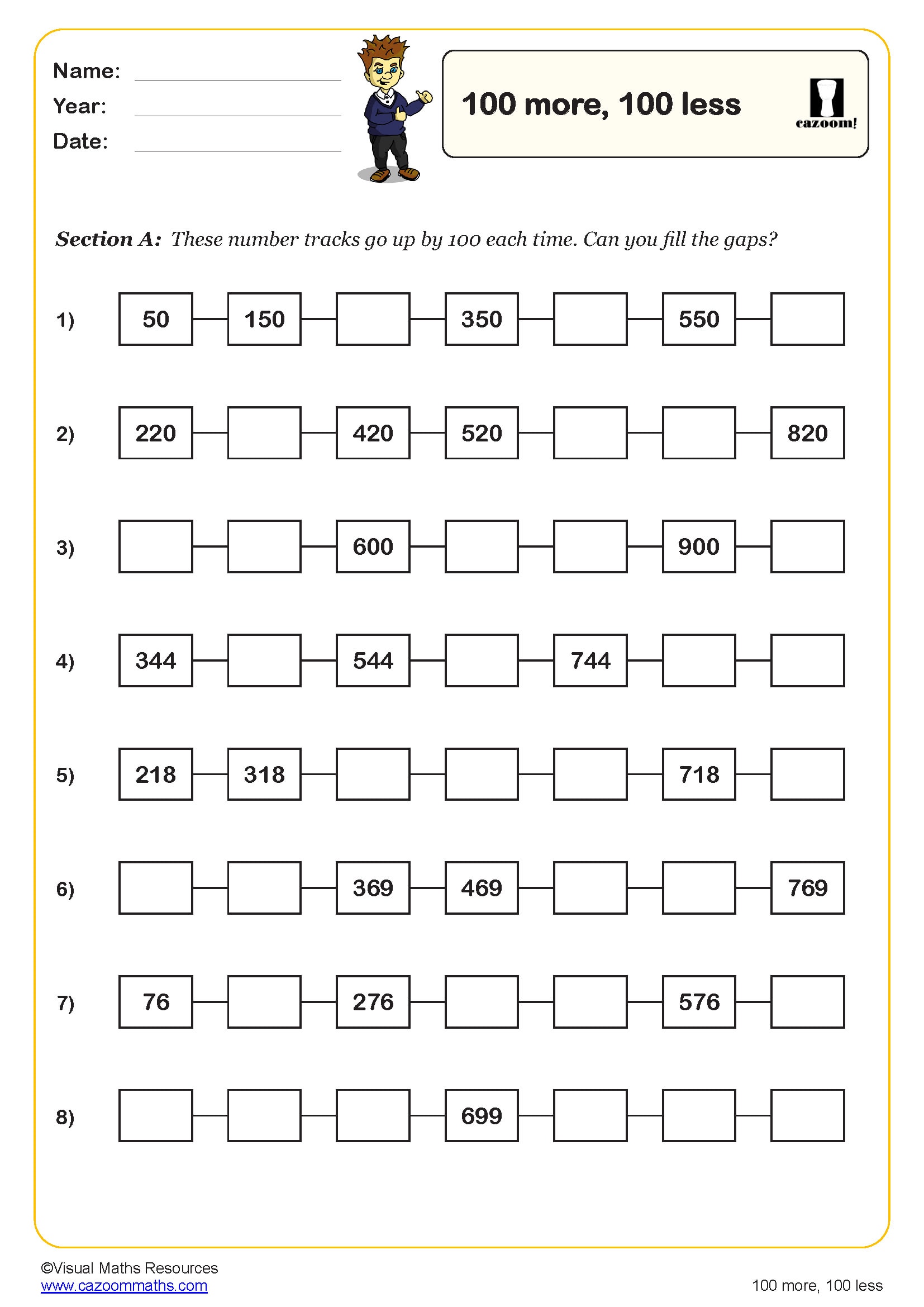 Compare and Order Numbers to 1000 Worksheet | Key Stage 2 PDF Number ...