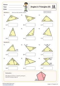Angles in Triangles (C) Worksheet | Fun and Engaging Year 6 PDF Worksheets