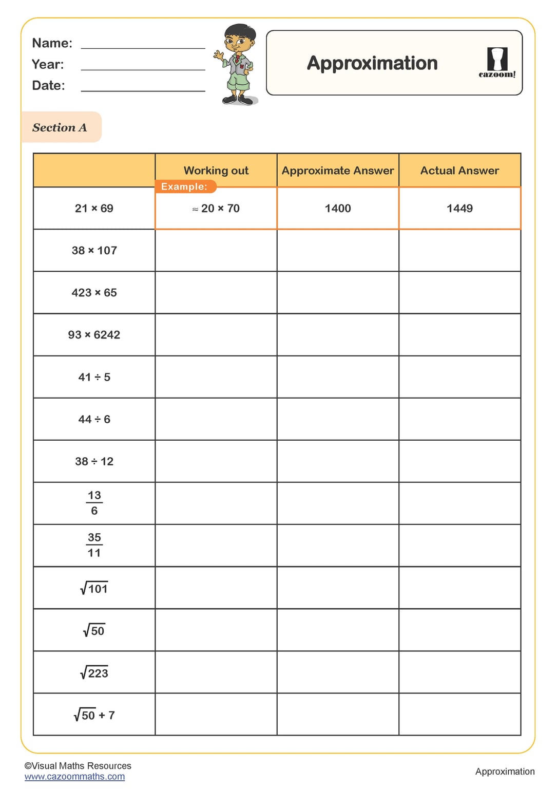 Approximation Worksheet | Fun and Engaging Year 6 PDF Worksheets