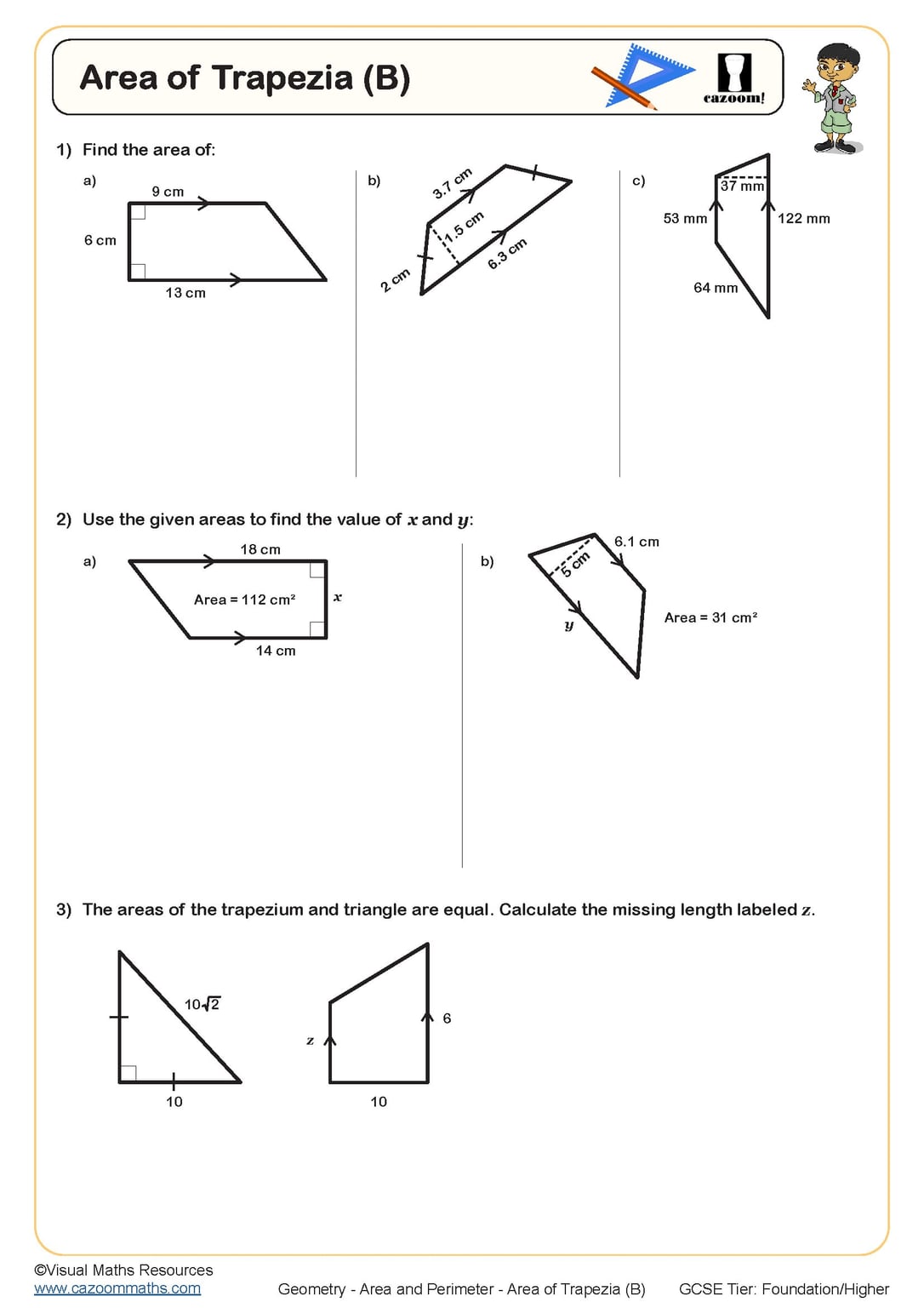 Area by Counting Squares (B) Worksheet | Fun and Engaging Year 4 PDF ...