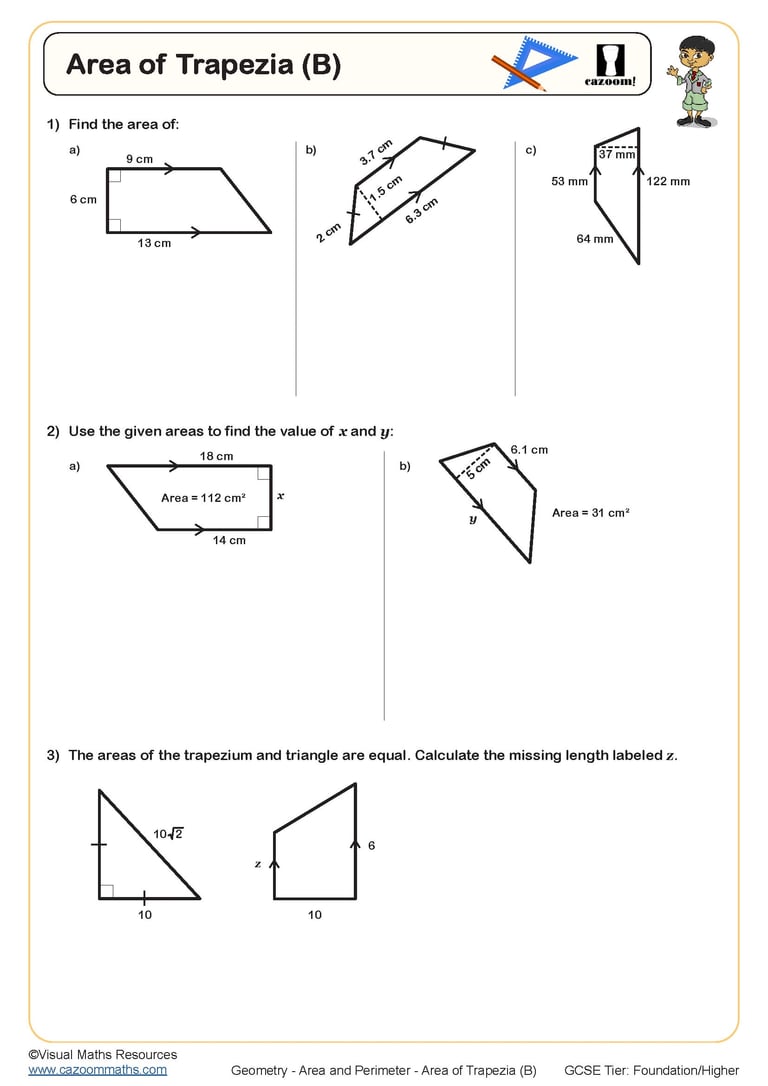 Area by Counting Squares (B) Worksheet | Fun and Engaging Year 4 PDF ...