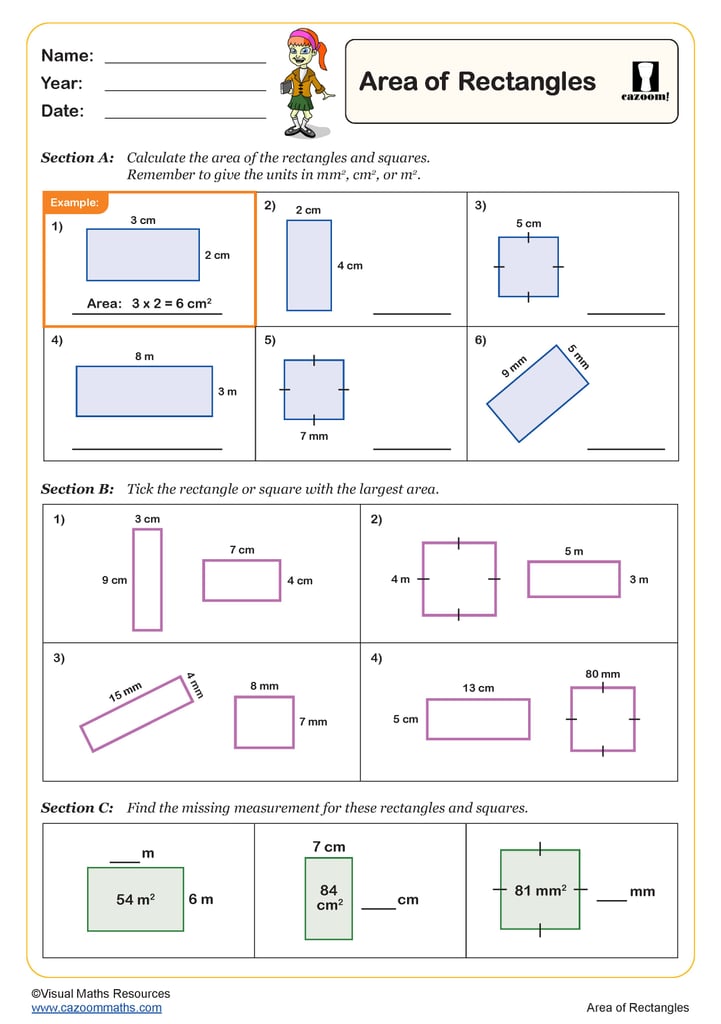 Area of Quadrilaterls (A) Worksheet | Fun and Engaging Year 6 PDF ...