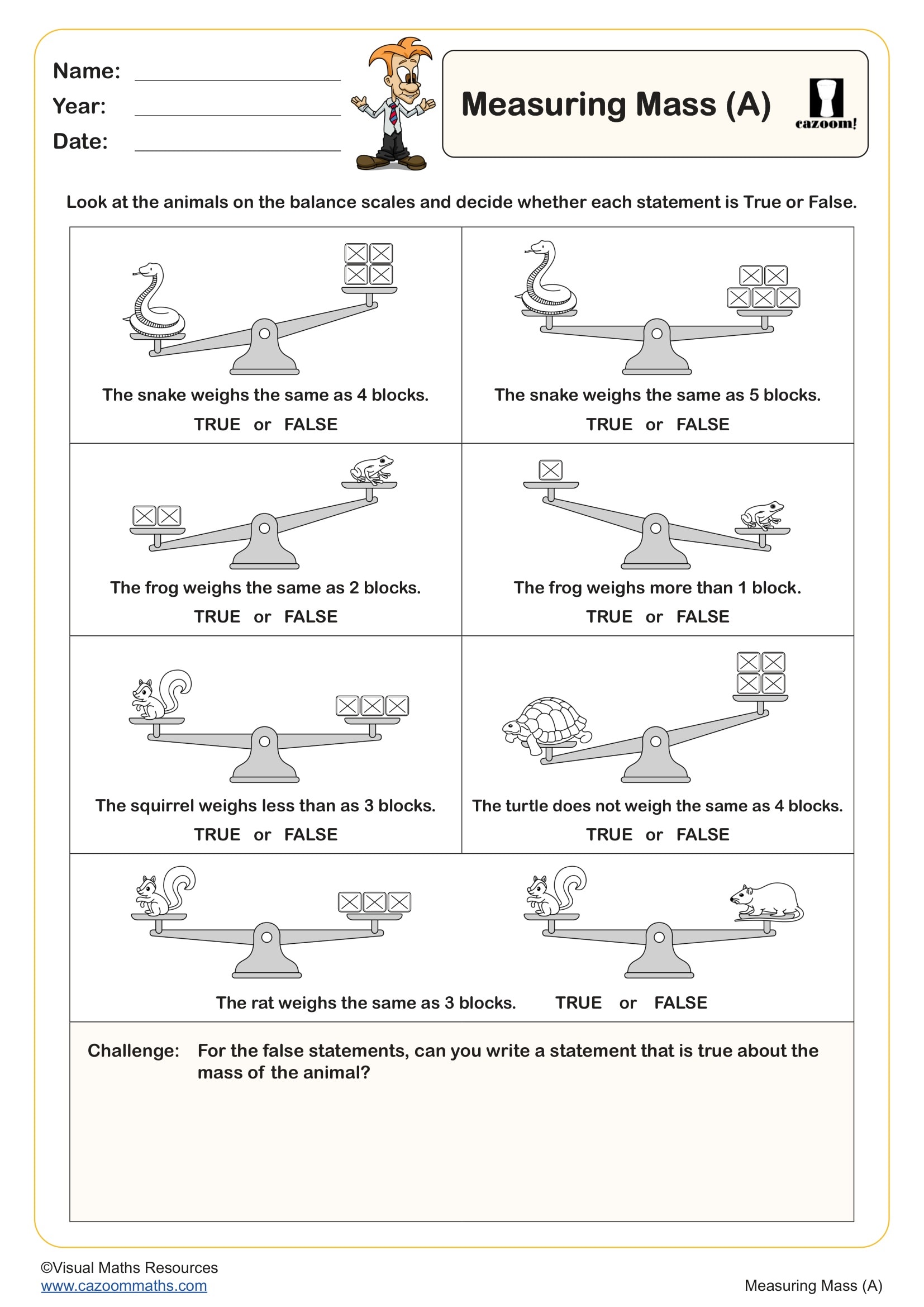 Measuring Mass Worksheet | Key Stage 1 PDF Measurement Worksheets