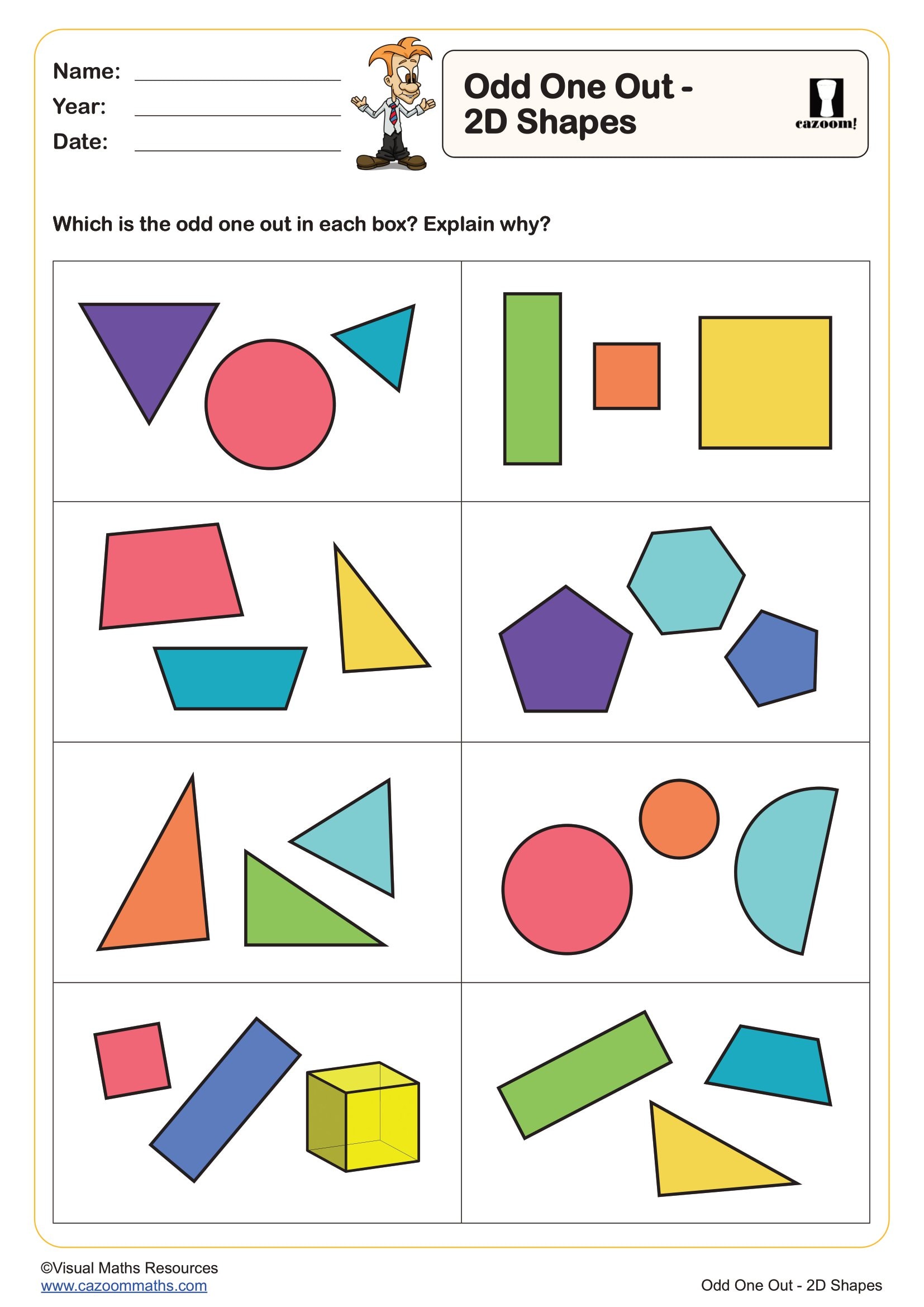 Odd One Out Worksheet - 2D Shapes | Fun and Engaging Year 1 PDF Worksheets