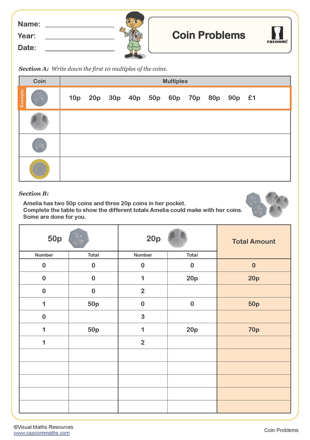 Coin Problems Worksheet | Fun and Engaging Year 6 PDF Worksheets