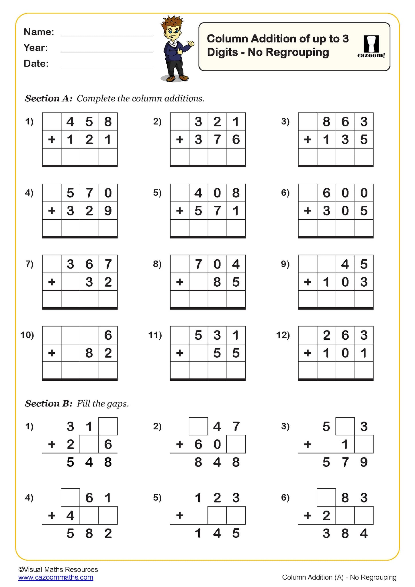 Column Subtraction (C) Worksheet | Key Stage 2 PDF Subtraction Worksheets