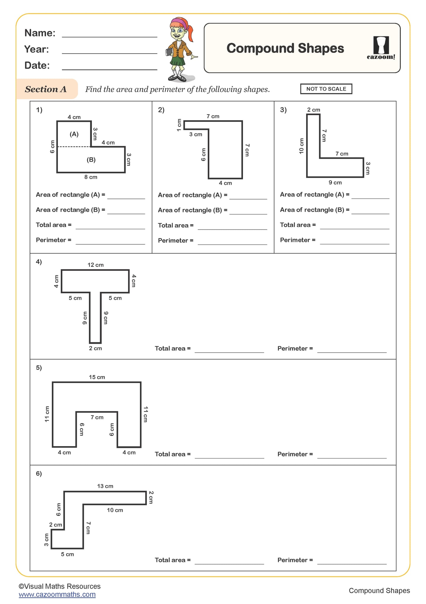 Compound Shapes (A) Worksheet | PDF printable Measurement Worksheets
