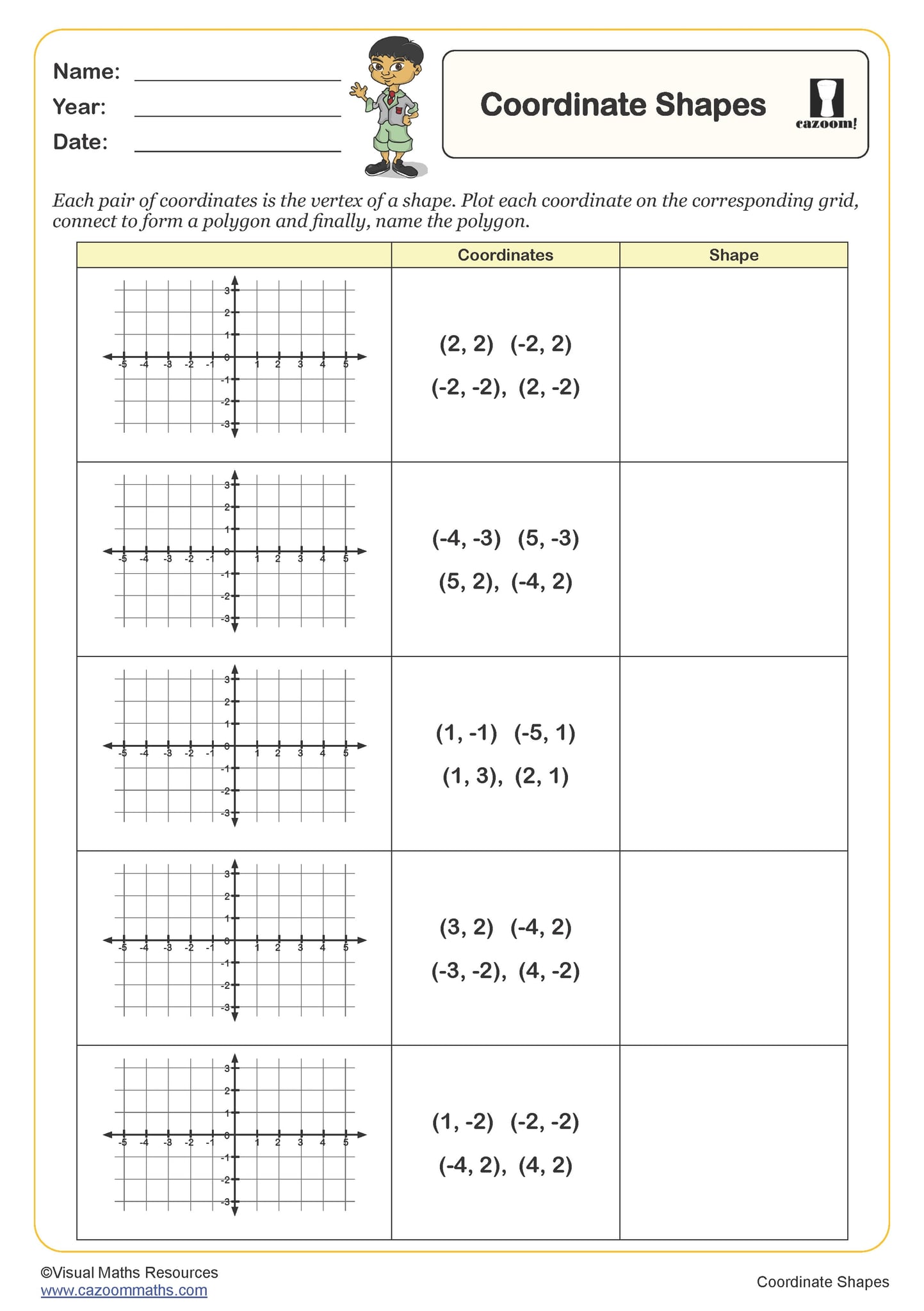 Coordinate Shapes Worksheet | Fun and Engaging Year 6 PDF Worksheets